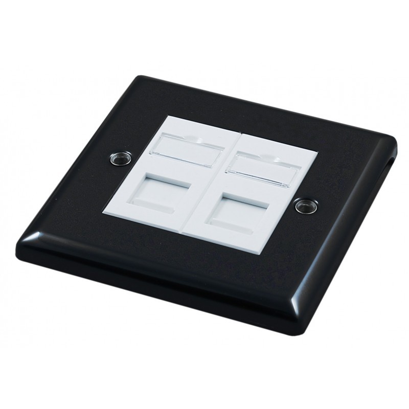 singlegang metal faceplate with 2 cat6 utp module modules